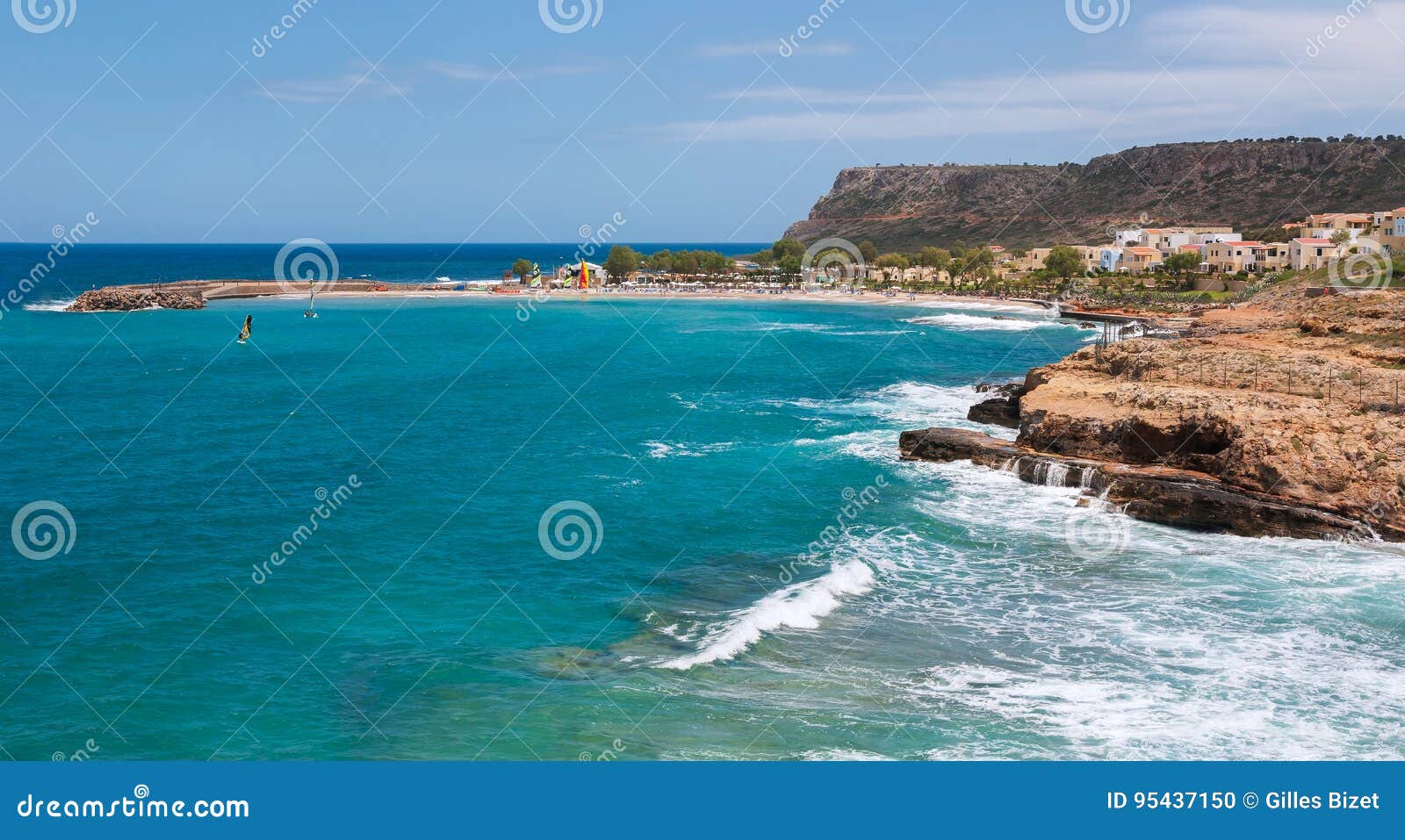 Beach and sea in Crete stock photo. Image of cretan, landmark - 95437150