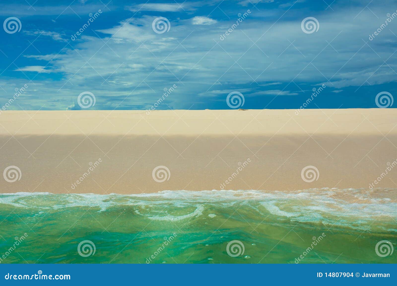 Beach, Sea and Deep Blue Sky Stock Photo - Image of solitude, green ...