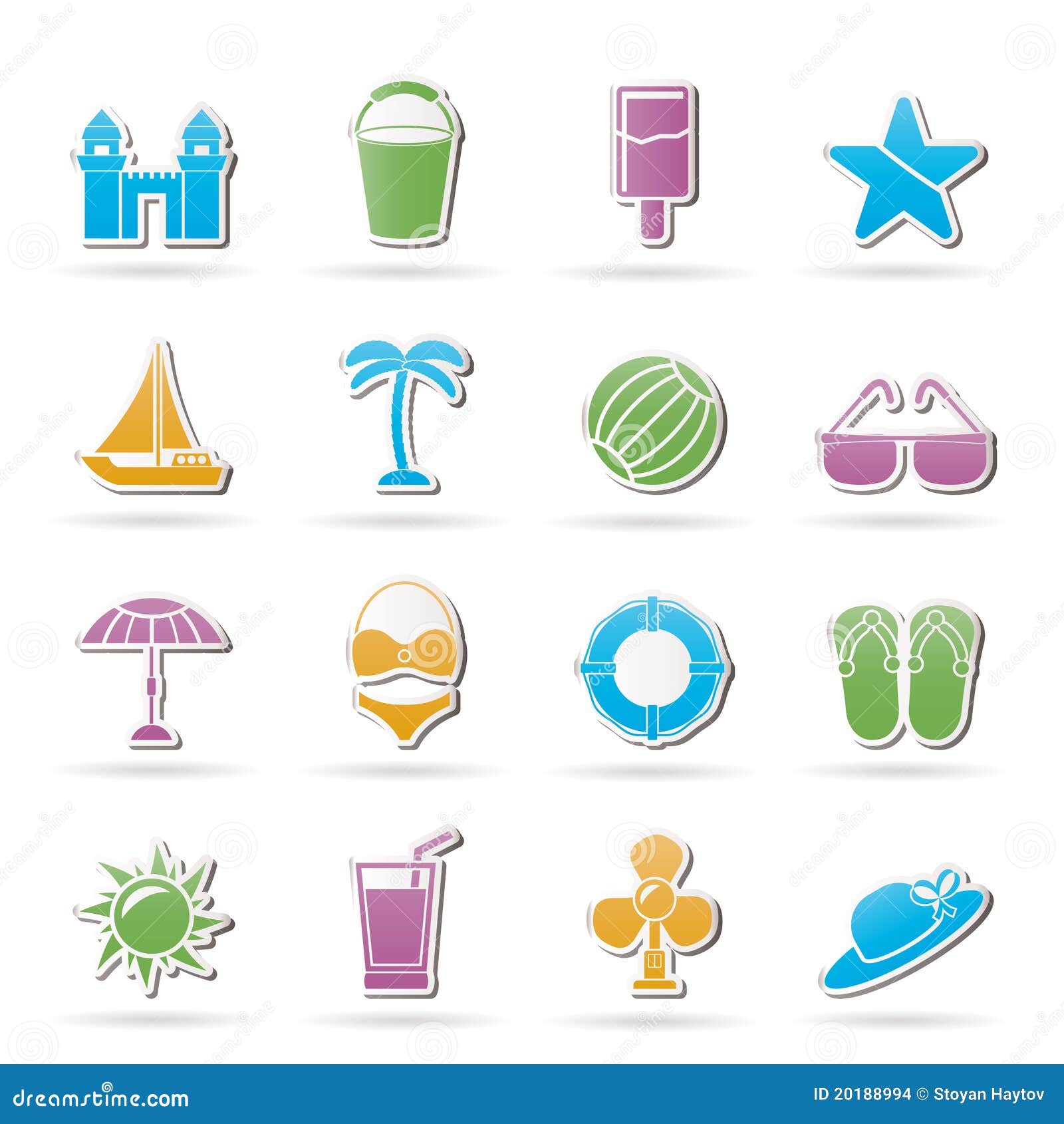 Beach, Sea and Holiday Icons Stock Vector - Illustration of menu ...