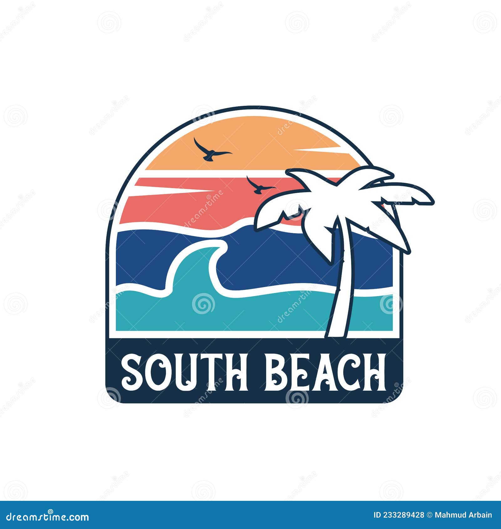 Beach, Sea Logo Design Vector Illustration Stock Illustration ...