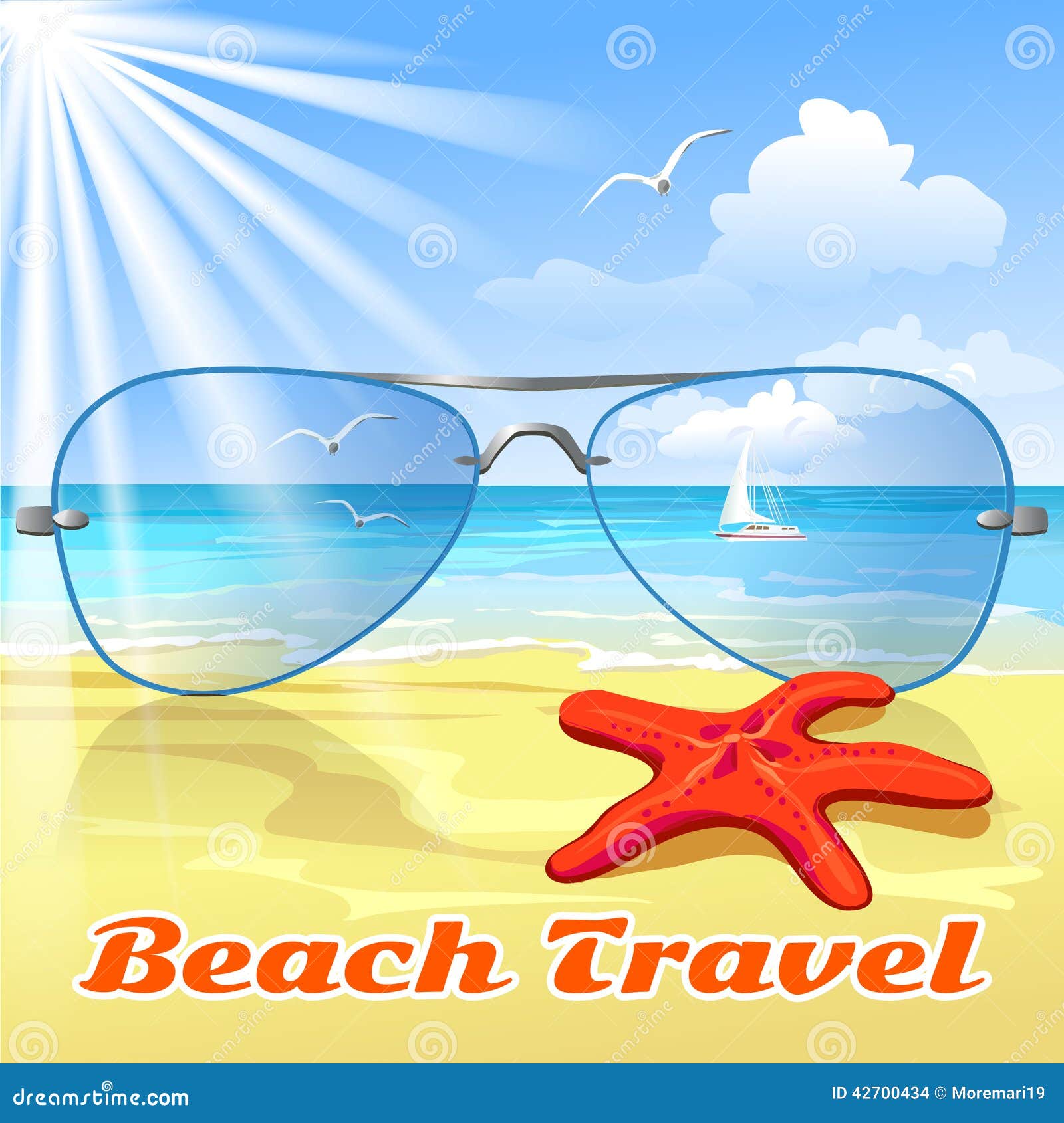 Beach, sea and sunglasses stock vector. Illustration of text - 42700434