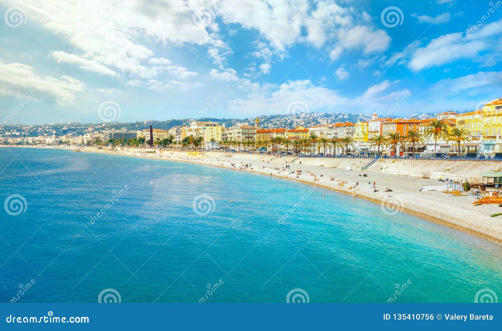 Beach and Seafront in Nice. Cote D`Azur, France Stock Photo - Image of ...