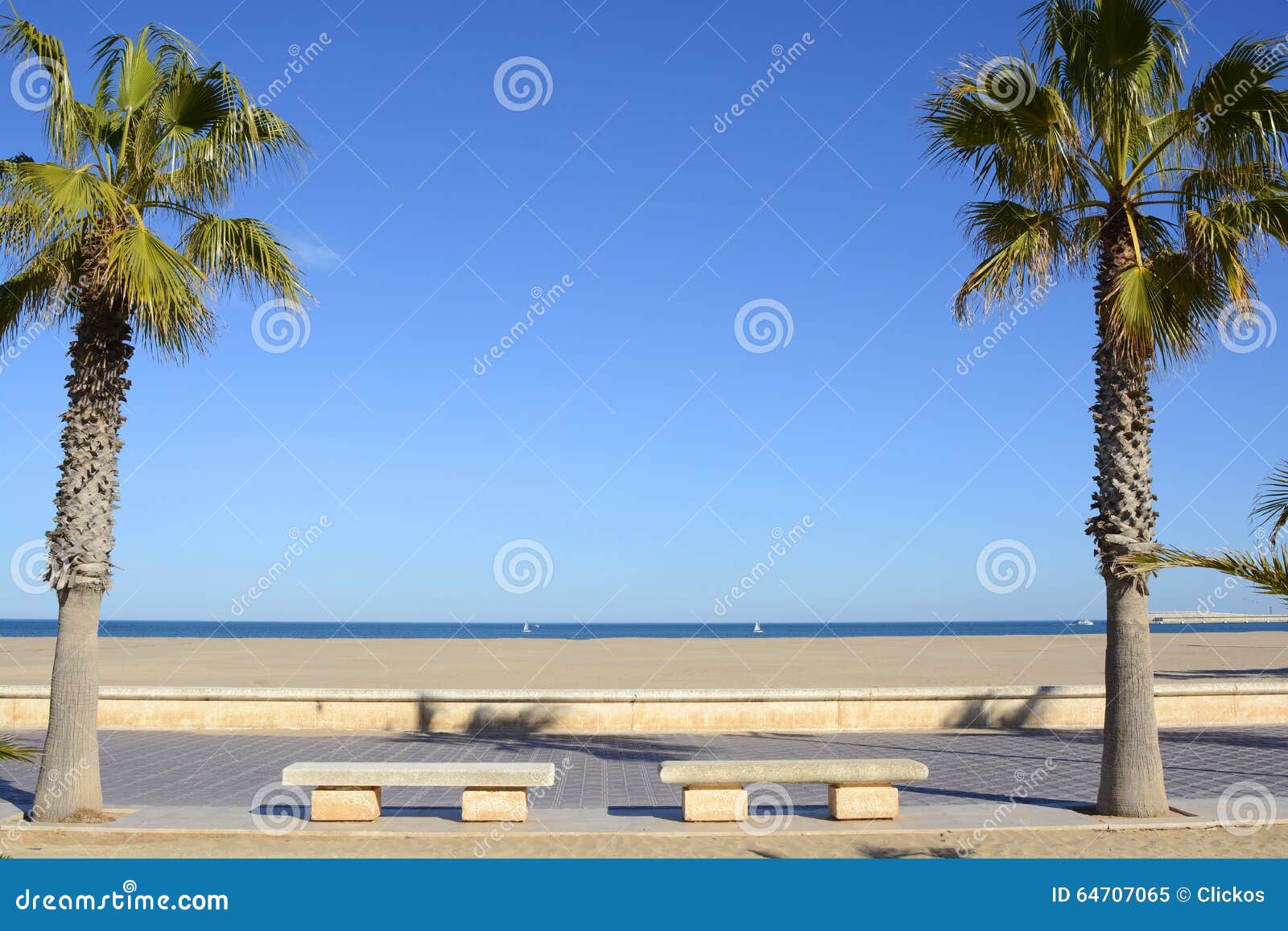 Beach and Seafront at Valencia, Spain Stock Image - Image of water ...