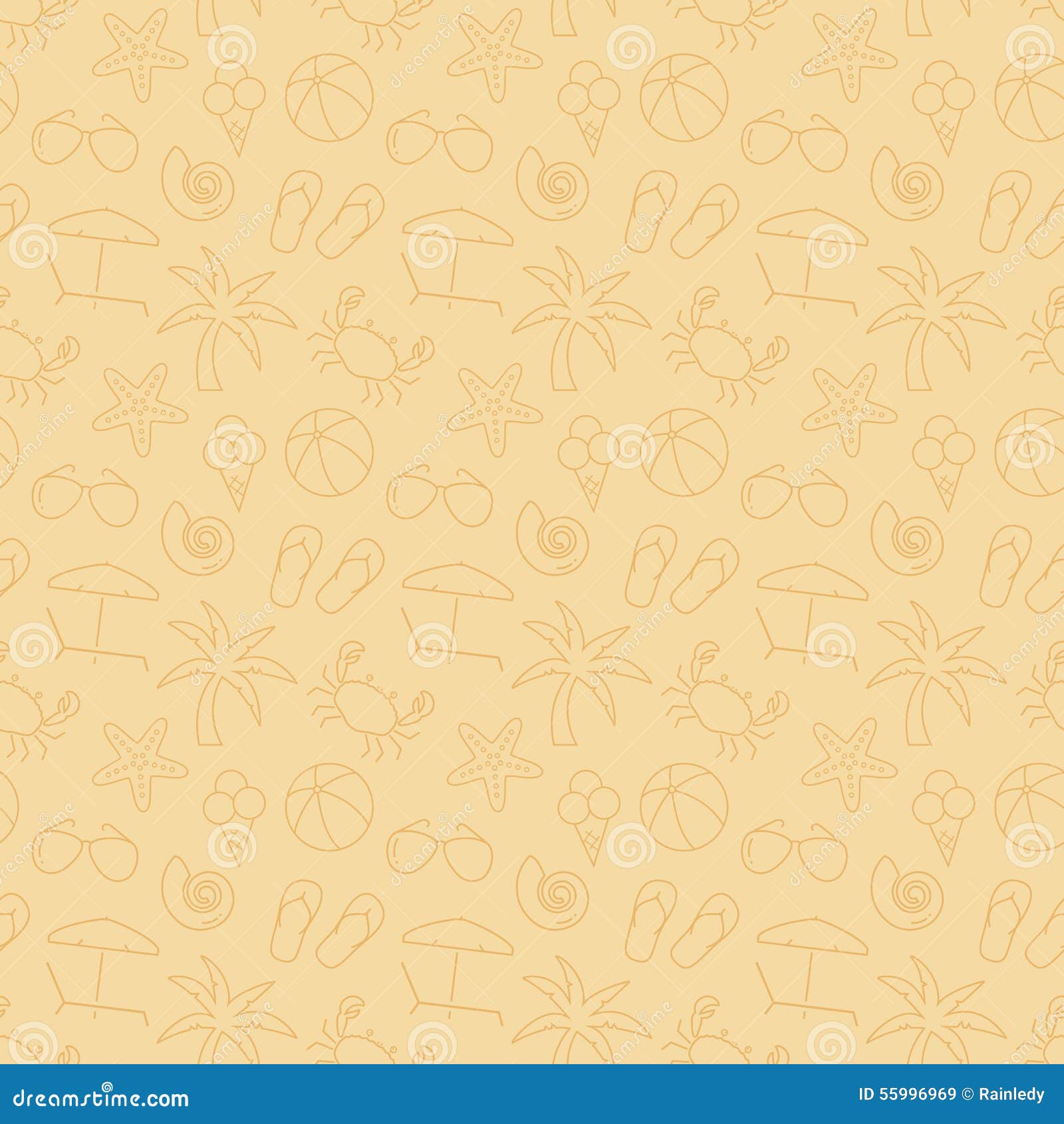 Beach Seamless Pattern. Vector Background. Stock Vector - Illustration ...