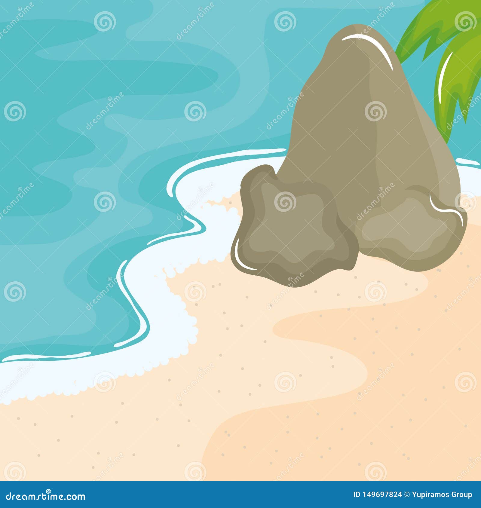 Beach Seascape with Rocks Summer Scene Stock Vector - Illustration of ...