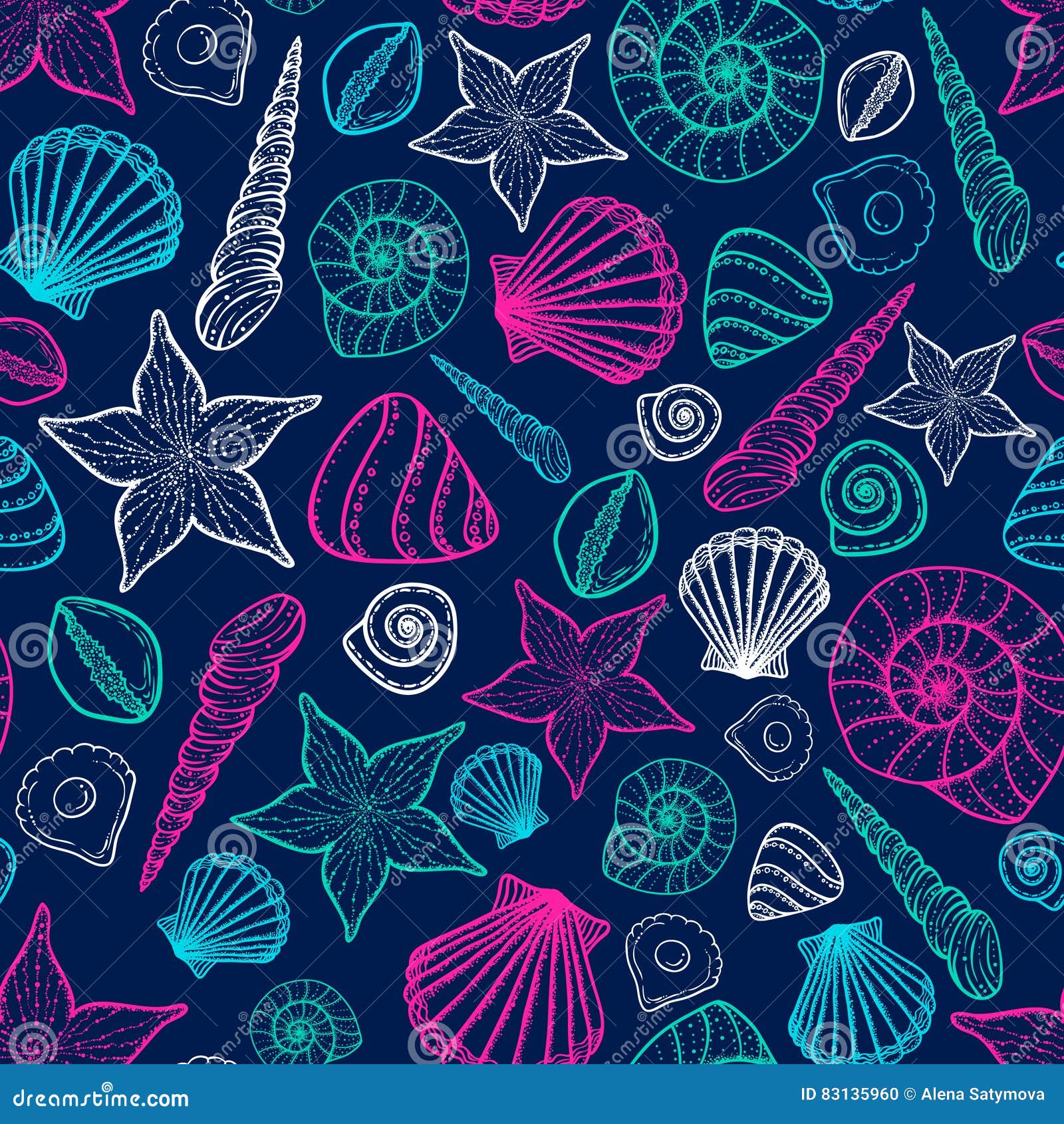 Seashell Pattern Vector Illustration | CartoonDealer.com #34477488