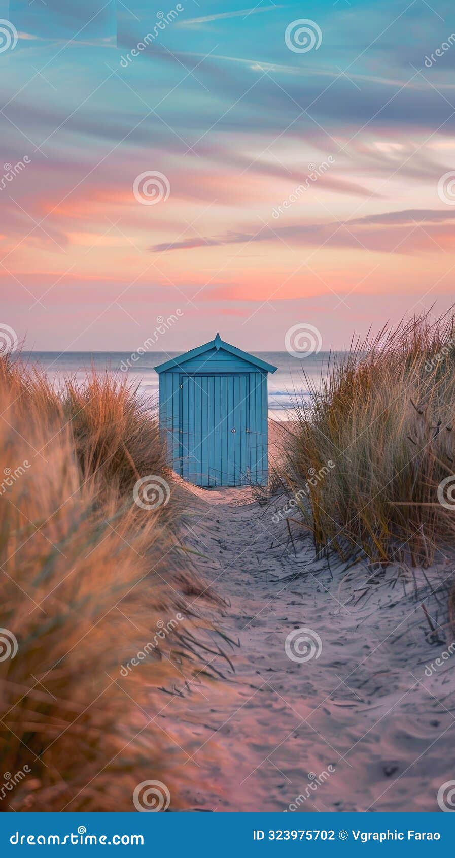 Beach Shack at Sunset with Sandy Path and Coastal Grass, Serene and ...