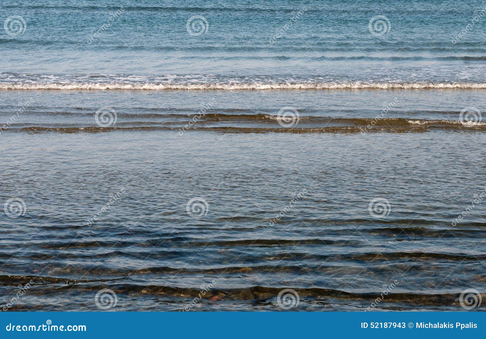 Beach with Shallow Water and Small Waves. Stock Image - Image of coast ...