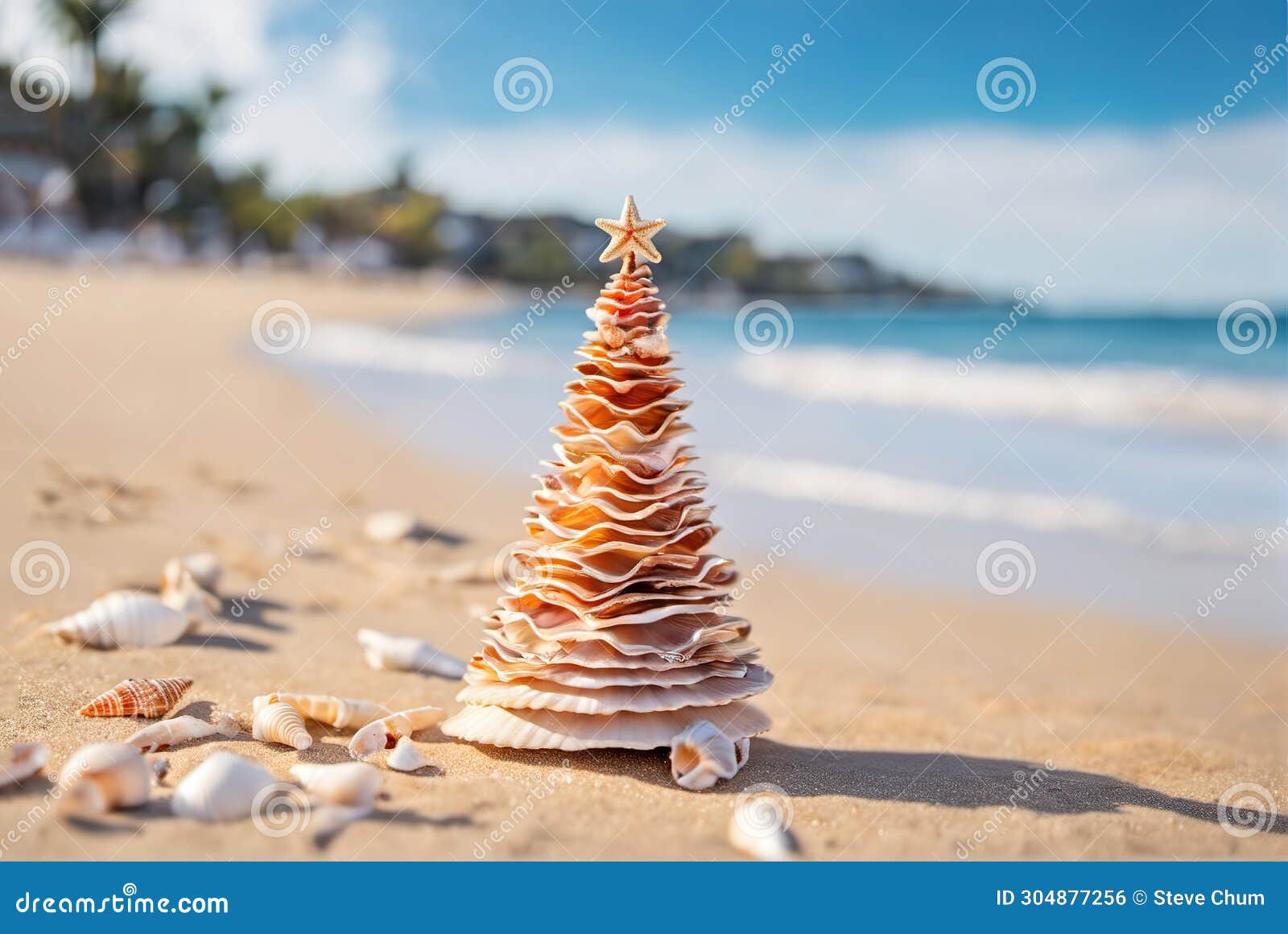 Beach Shell Environment Christmas Tree Made of Seashells Stock ...
