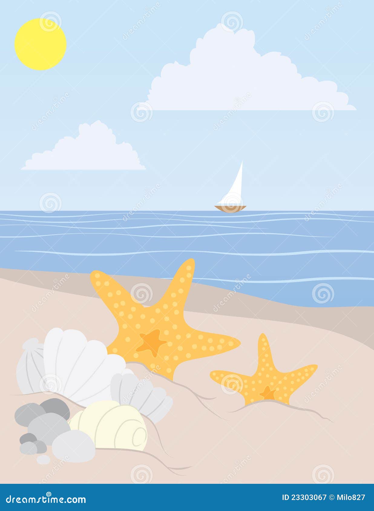 Beach With Shells And Sea Animals 2 Cartoon Vector | CartoonDealer.com ...