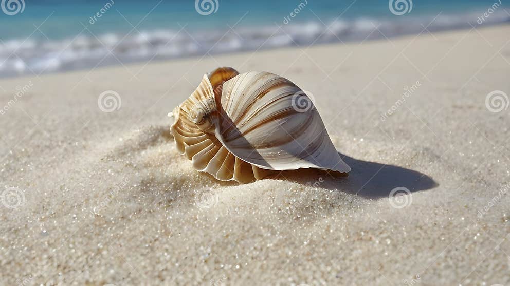 Beach Shells in White Sand for a Perfect Summer Vacation Stock Image ...
