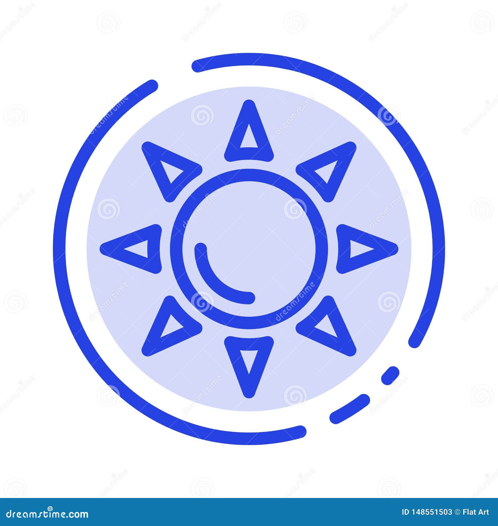 Beach, Shinning, Sun Blue Dotted Line Line Icon Stock Vector ...