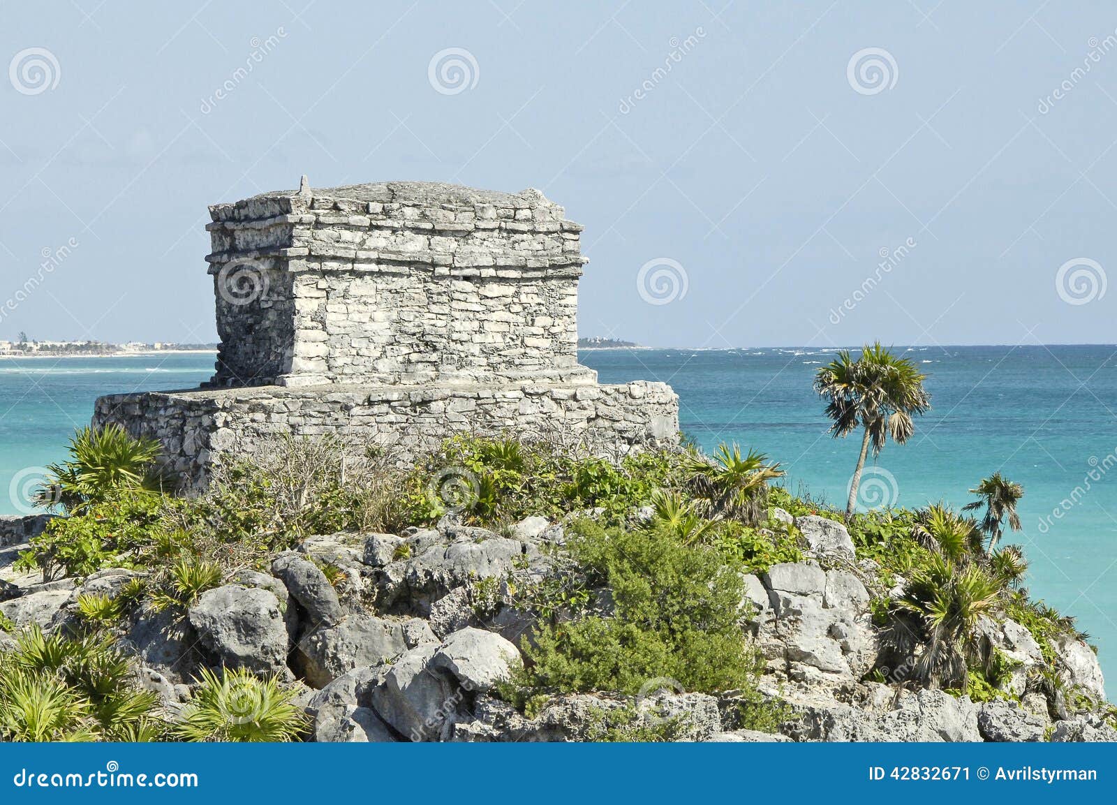 Beach in the Side of the Tulum Archeological Site Stock Image - Image ...