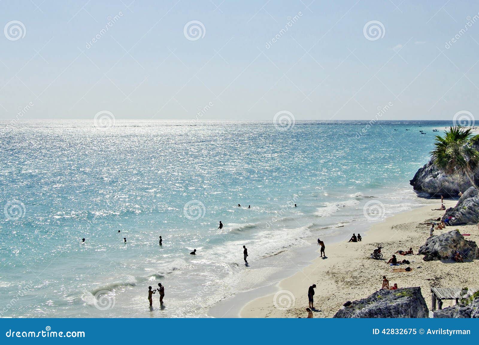 Beach in the Side of the Tulum Archeological Site Stock Image - Image ...