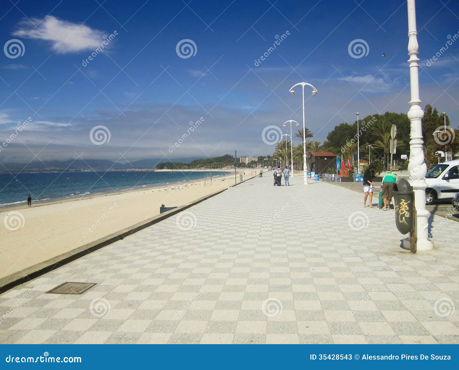 Beach Sidewalk, Vigo, Spain Editorial Stock Photo - Image of ocean ...
