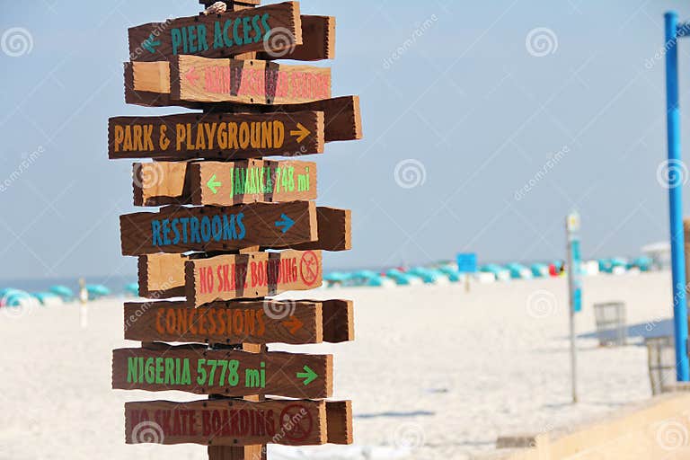 Beach Sign Directions stock image. Image of board, concept - 44322775