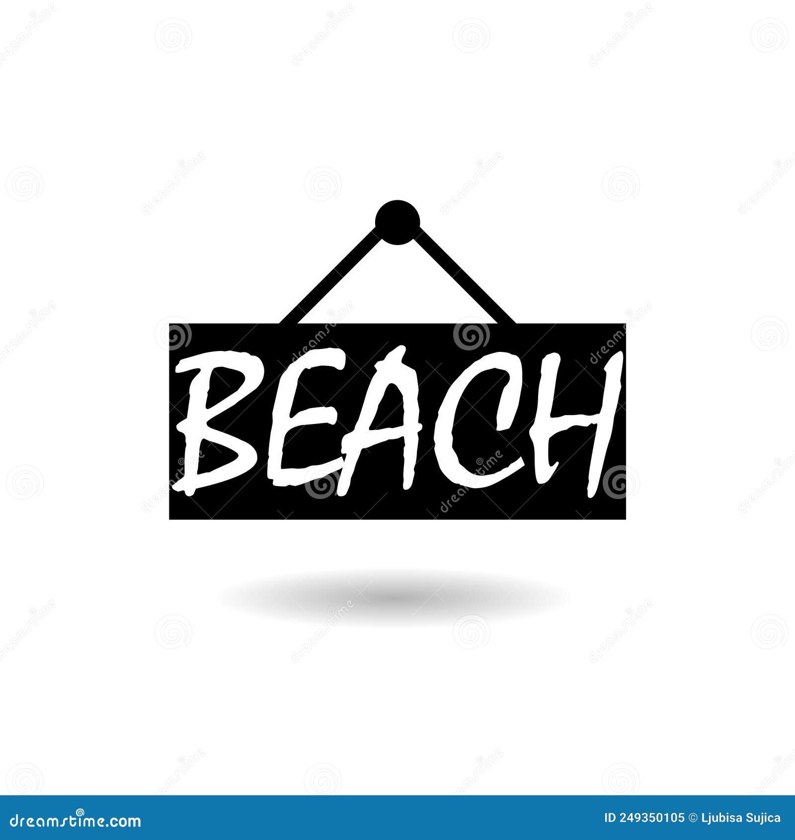 Beach Sign Logo with Shadow Stock Vector - Illustration of holiday ...