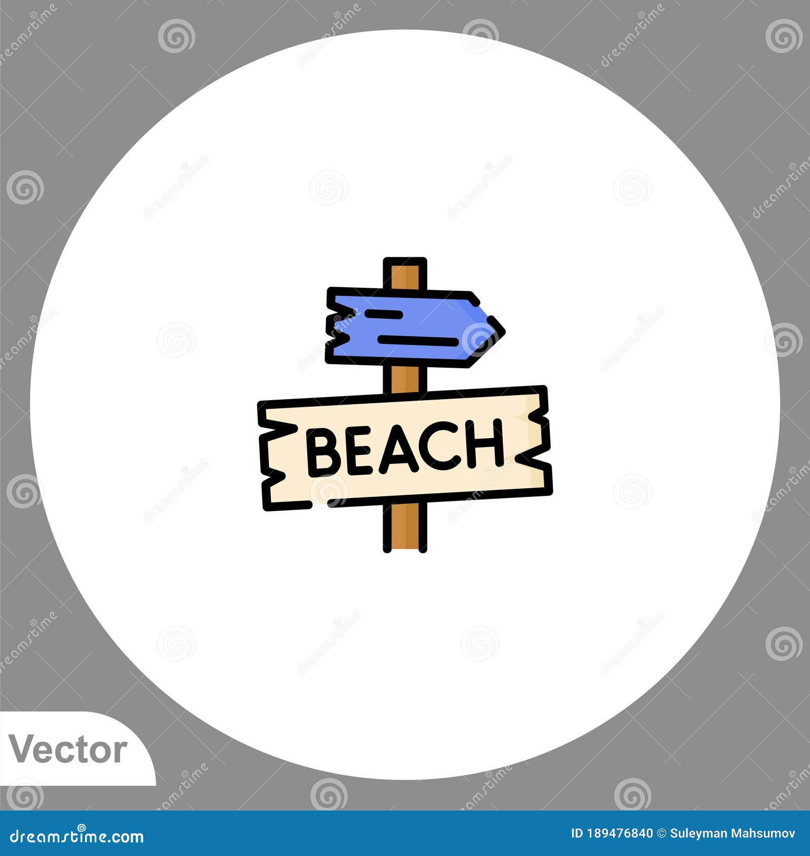 Beach Sign Post Vector Icon Sign Symbol Stock Vector - Illustration of ...