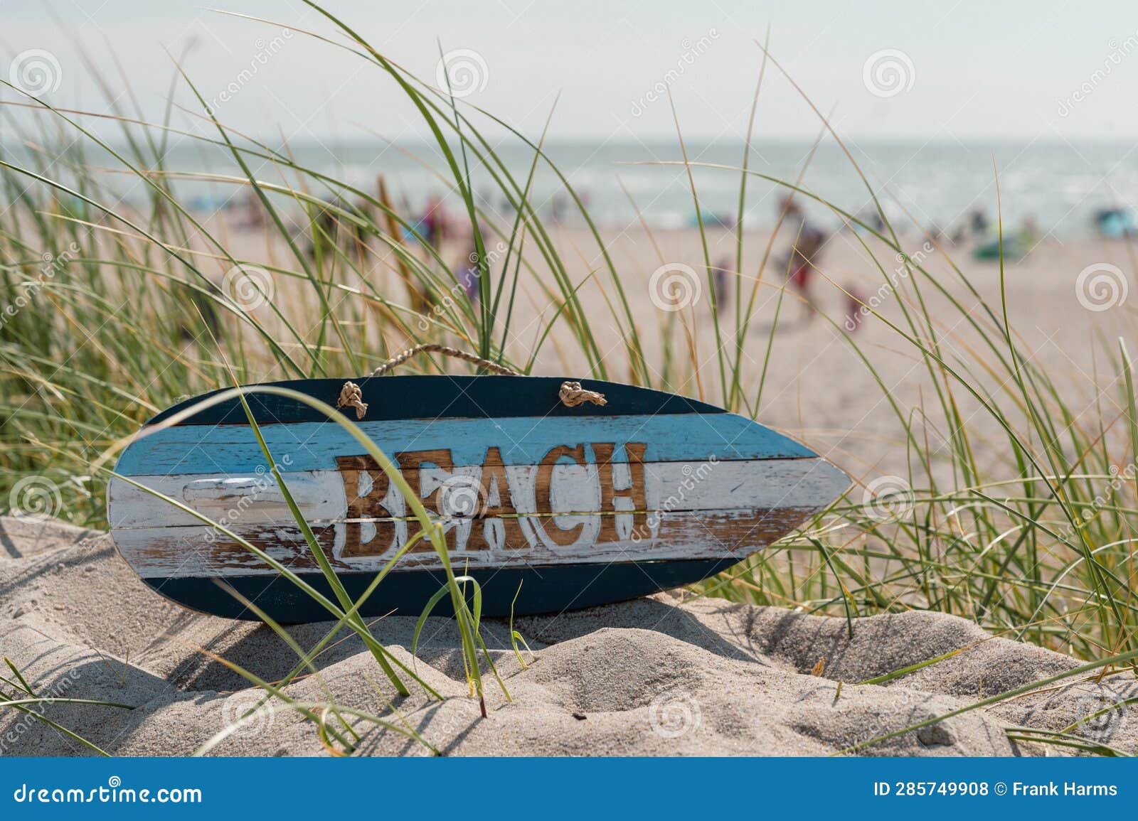 Beach Sign in the Sand Dunes Indicates the Way To the Beach. Stock ...
