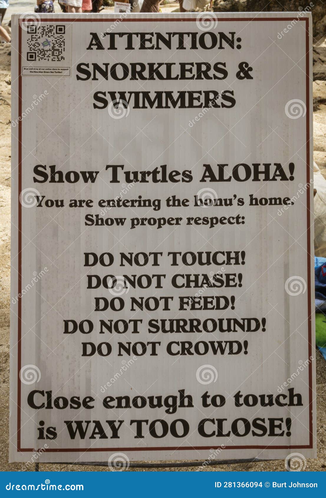 Beach Sign - Warning Stay Away from Turtles Stock Photo - Image of ...