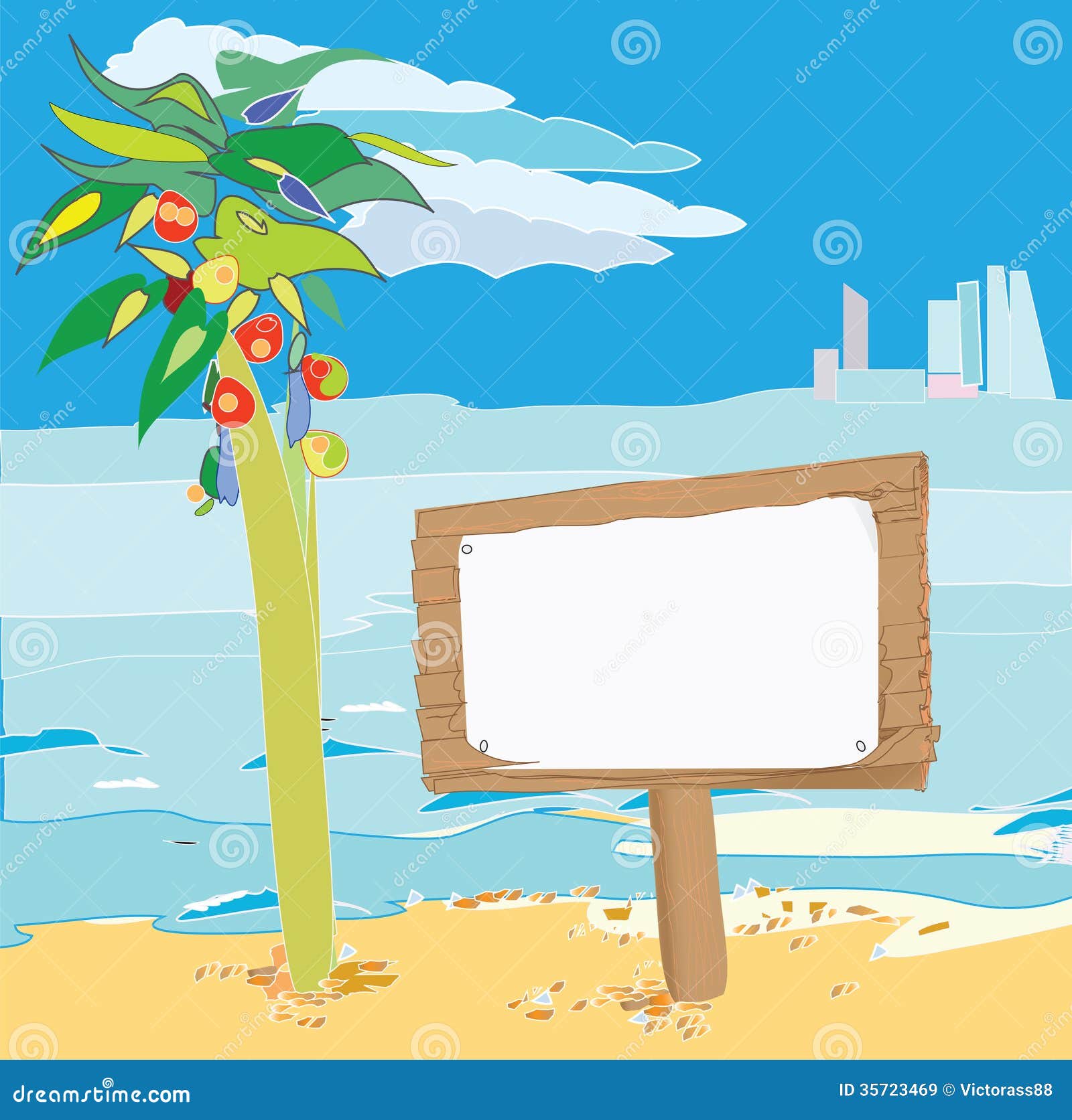 Beach signpost stock vector. Illustration of sign, nature - 35723469