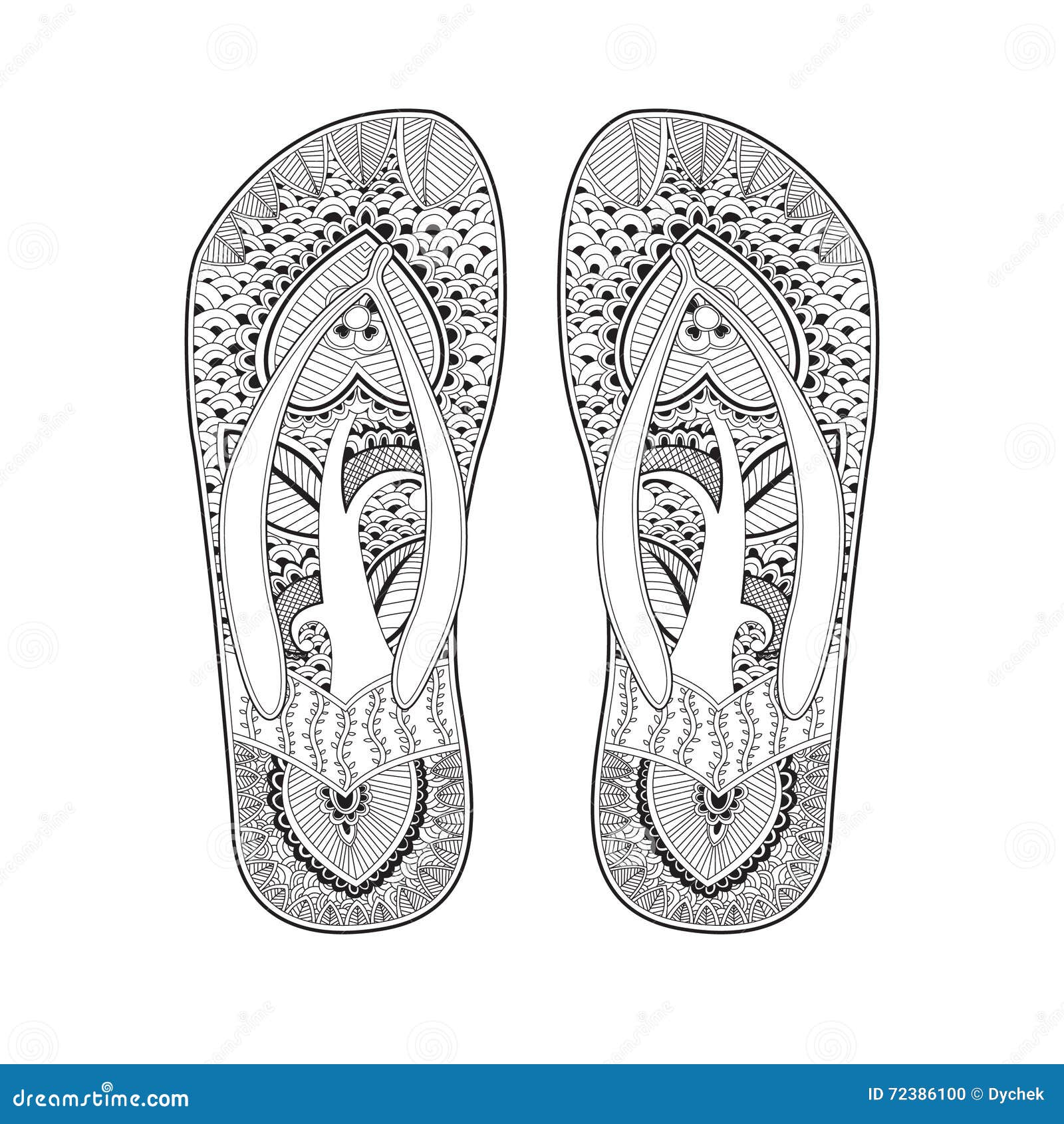 Beach Slippers Decorated with a Pattern. Stock Vector - Illustration of ...