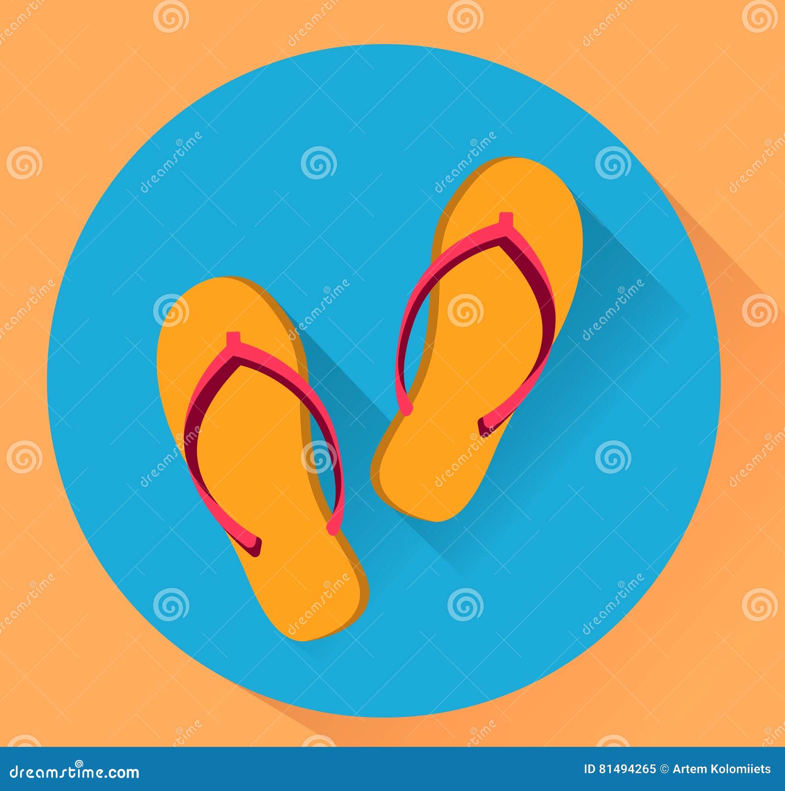 Beach Slippers. Flat Vector Illustration Stock Vector - Illustration of ...