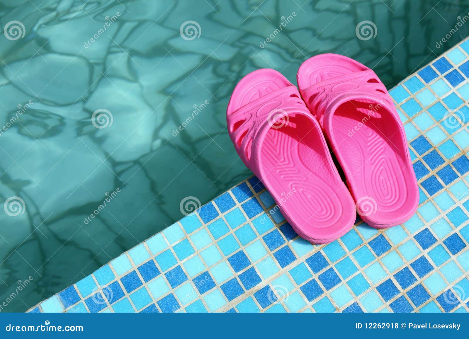 Beach Slippers on Pool Side Stock Photo - Image of side, bath: 12262918