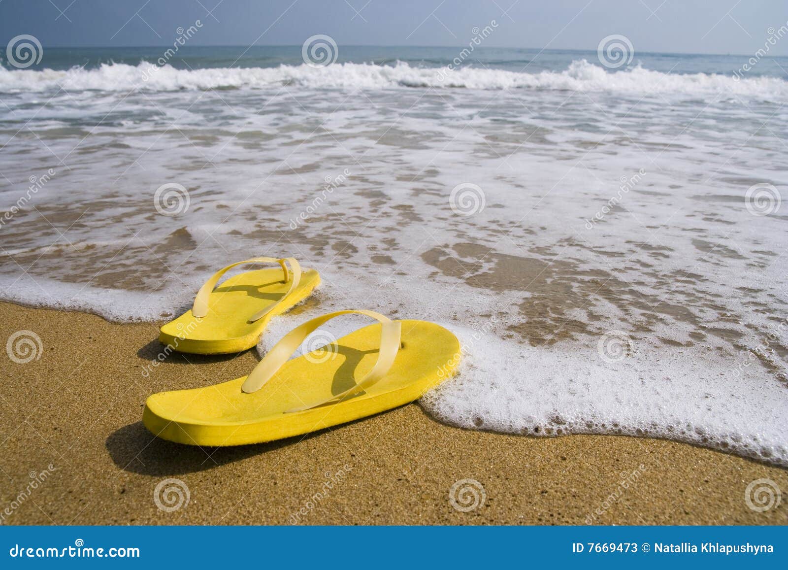 Beach Slippers on a Sandy Beach Stock Image - Image of summer, seashore ...