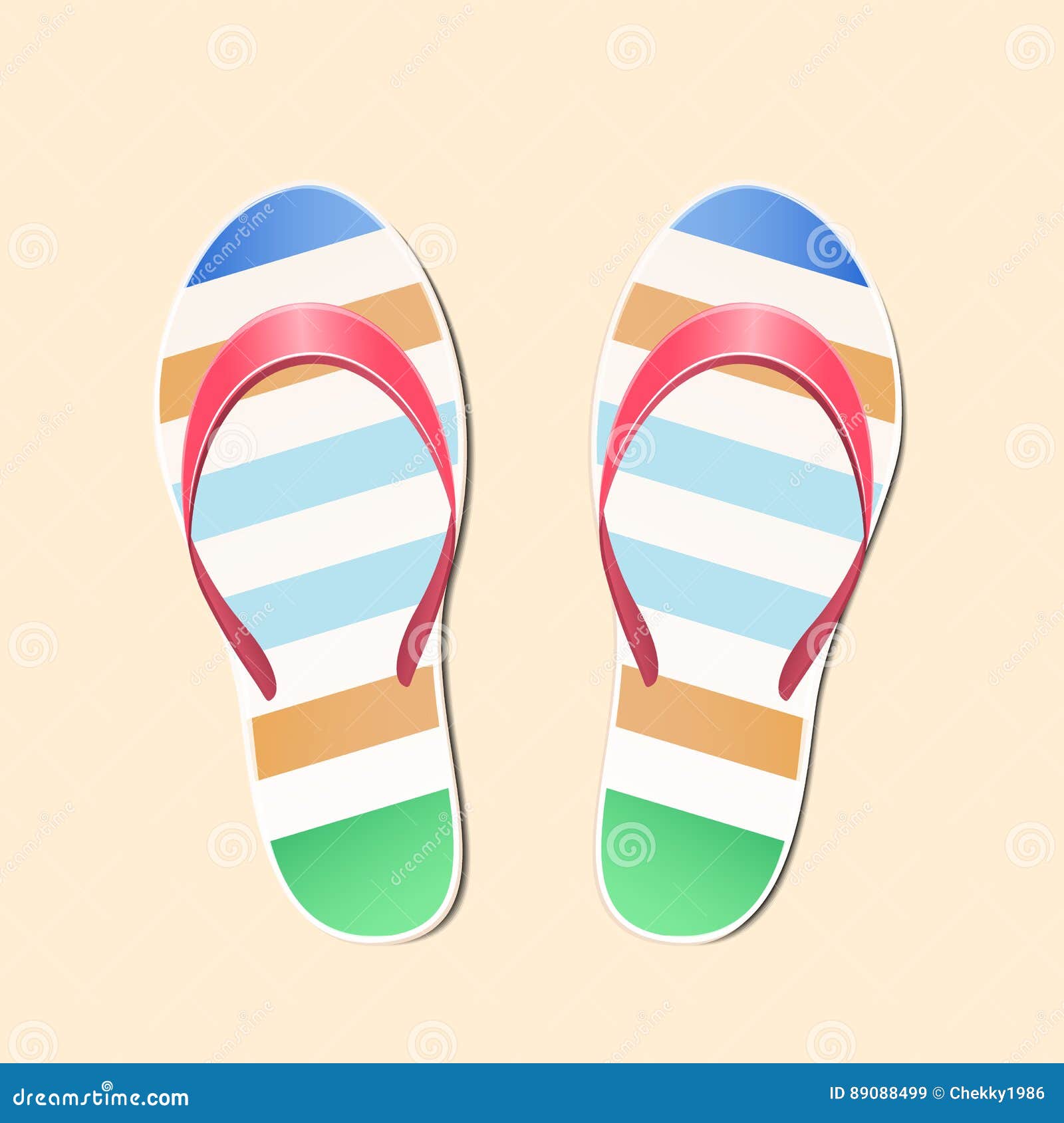 Beach Slippers Vector Illustration Stock Vector - Illustration of ...