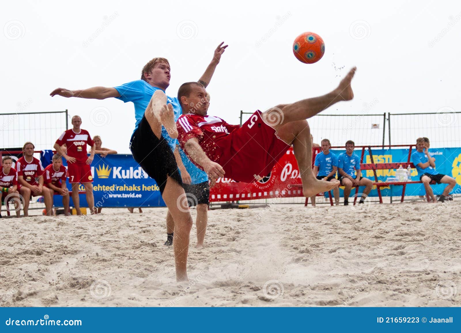 Beach soccer bicycle kick editorial stock photo. Image of contest ...