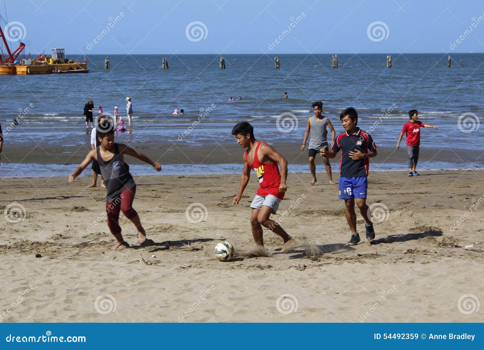 Beach soccer game editorial stock image. Image of sand - 54492359