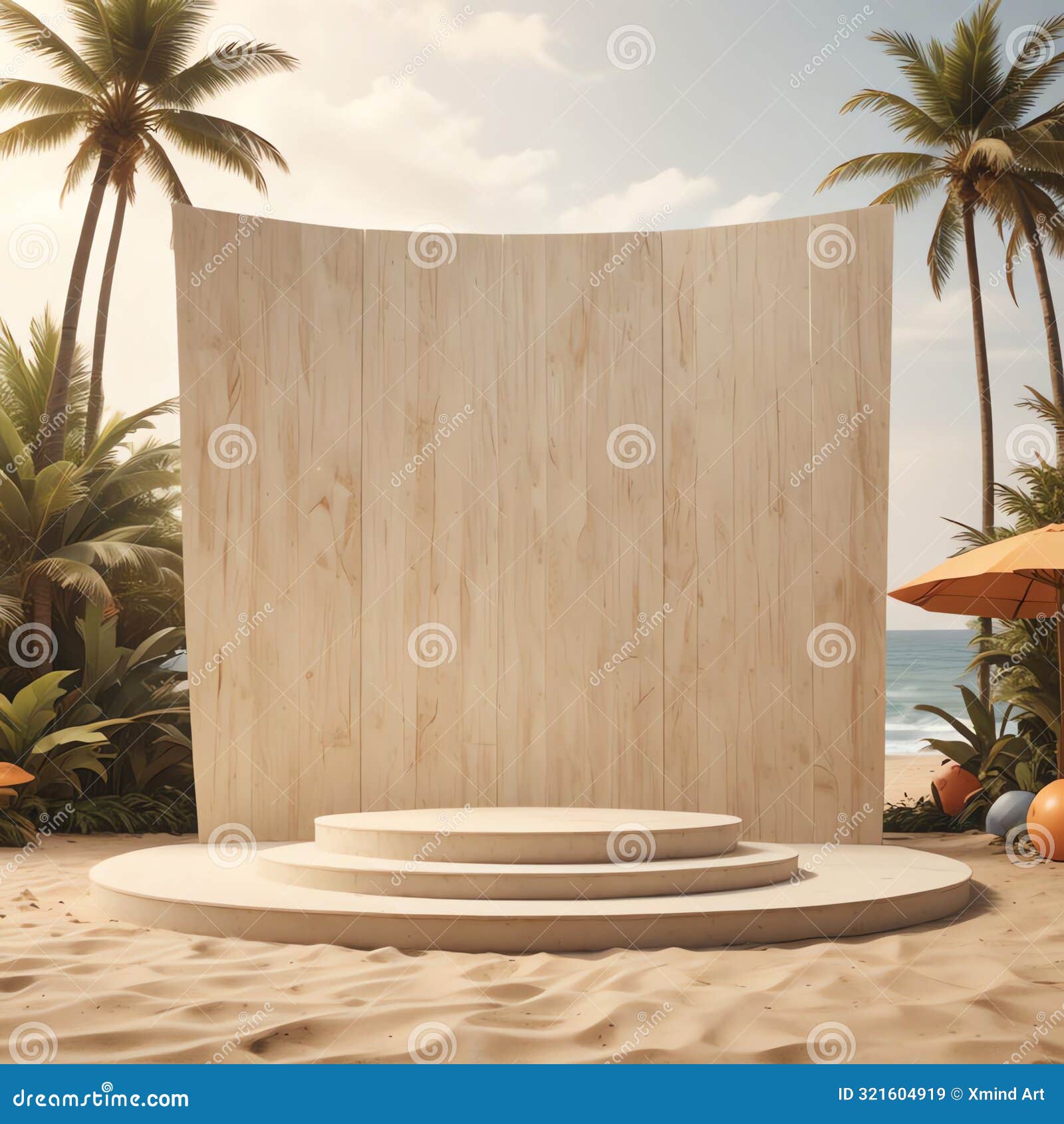 Beach Stage Podium Mockup for Product Showcase Presentation Stock ...