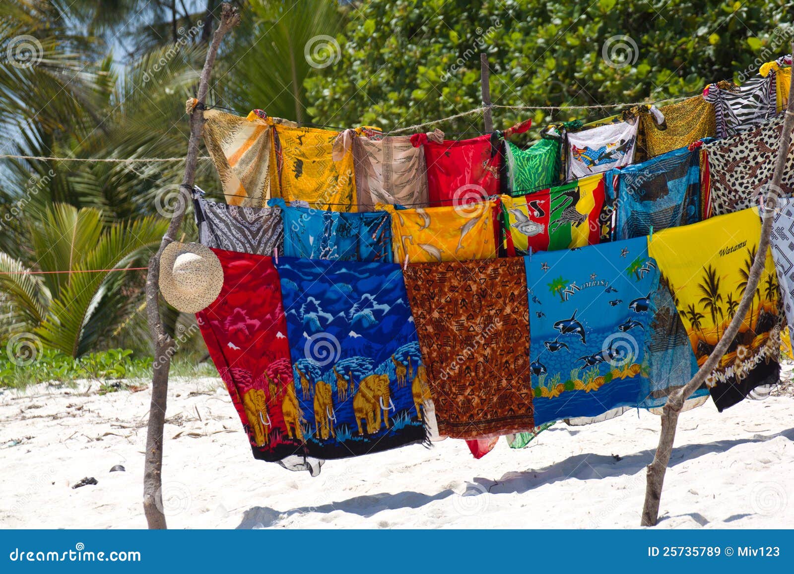 Beach Stall on Diani Beach, Kenya Stock Image - Image of towels, water ...