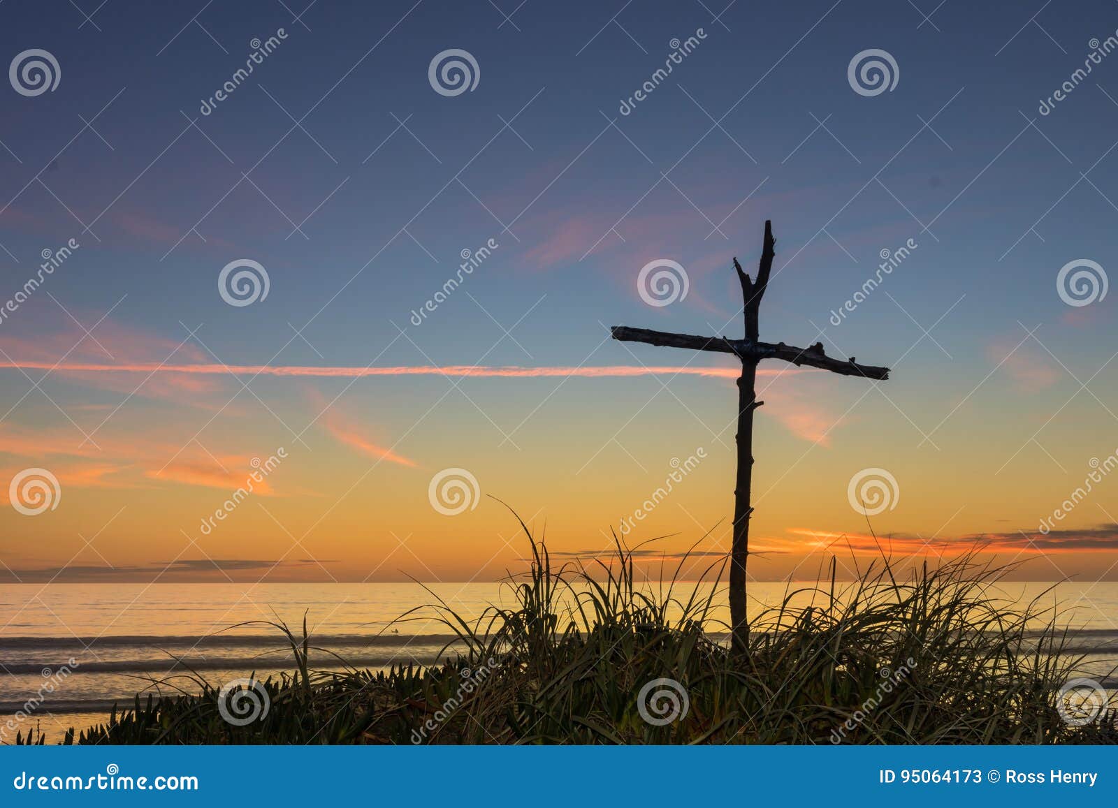 Beach Stick Cross stock image. Image of horizon, shore - 95064173