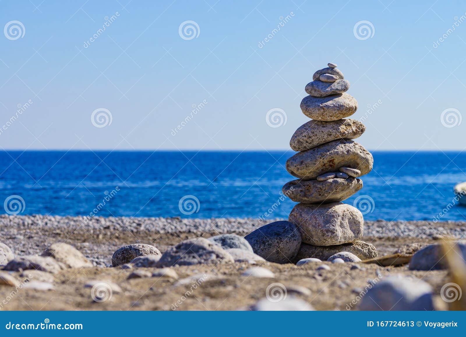 Stone stack on beach stock image. Image of greece, coast - 167724613