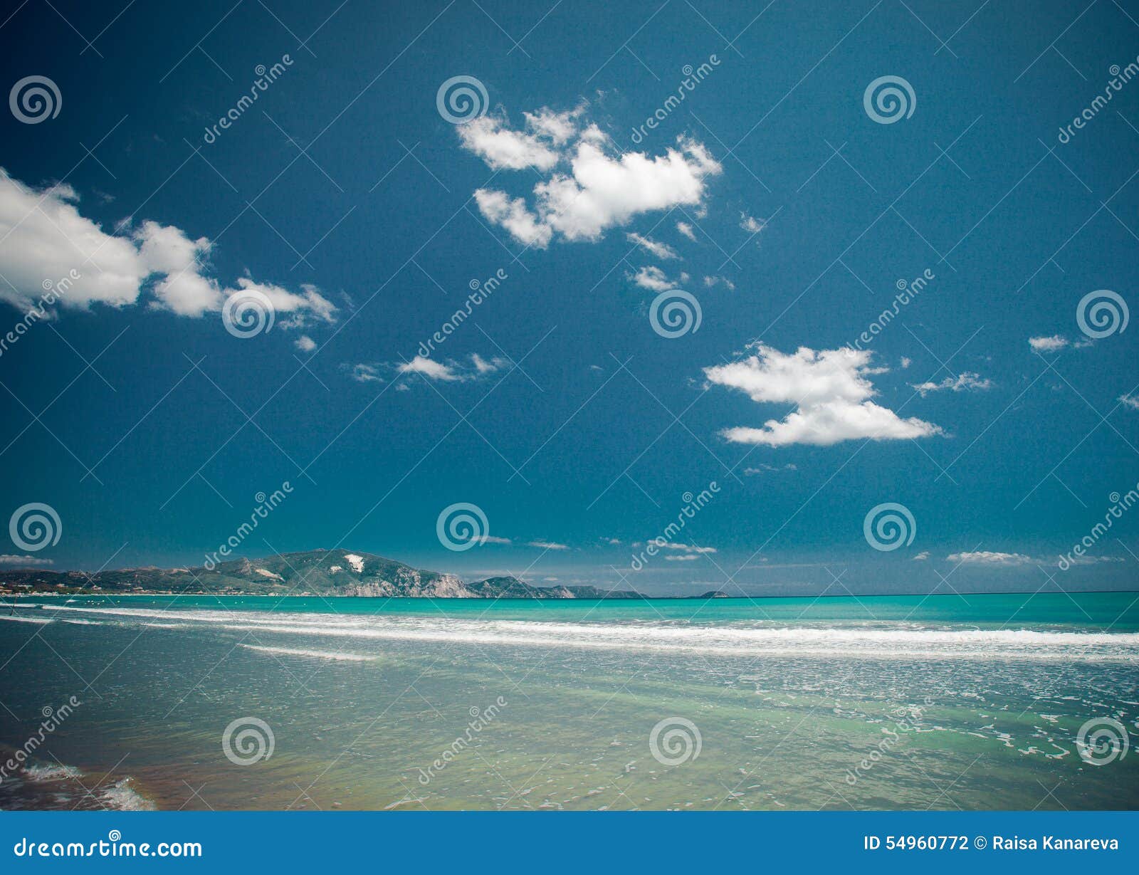 Beach Summer with Clouds and Blue Sky Stock Photo - Image of ocean ...