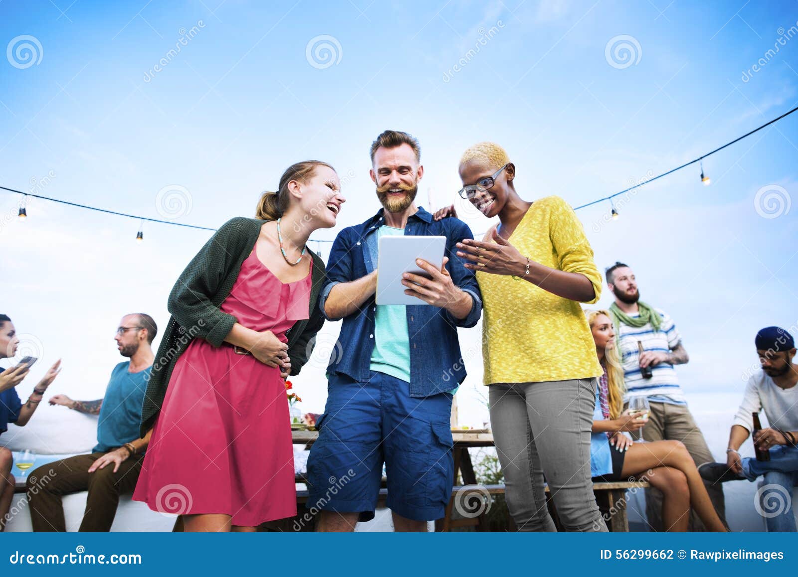 Beach Summer Party Digital Tablet Technology Concept Stock Photo ...