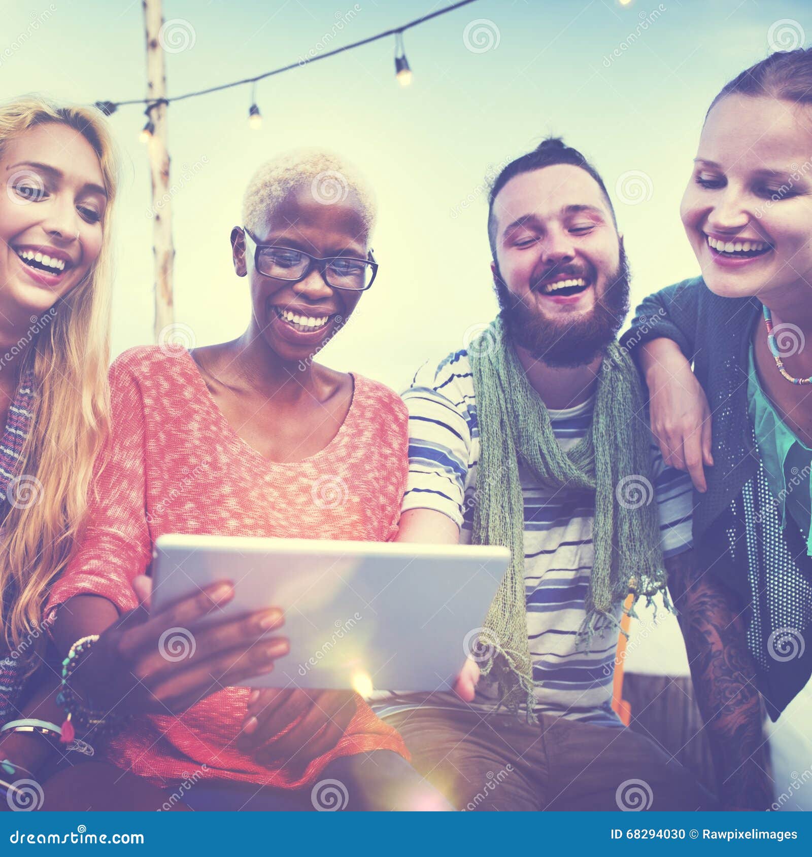 Beach Summer Party Digital Tablet Technology Concept Stock Photo ...