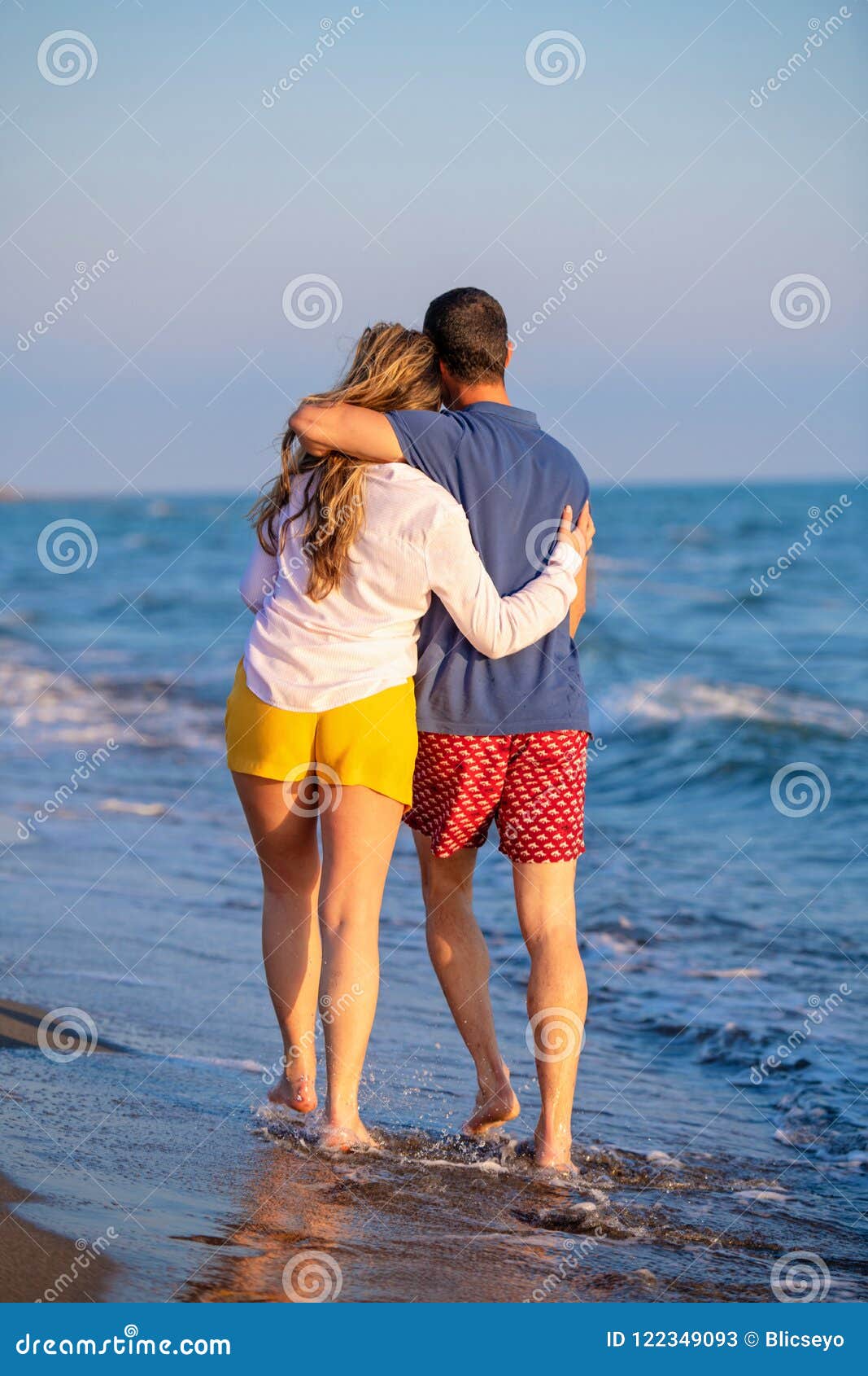 Beach of Summer Time and Two Lovers Stock Image - Image of married, male: 122349093
