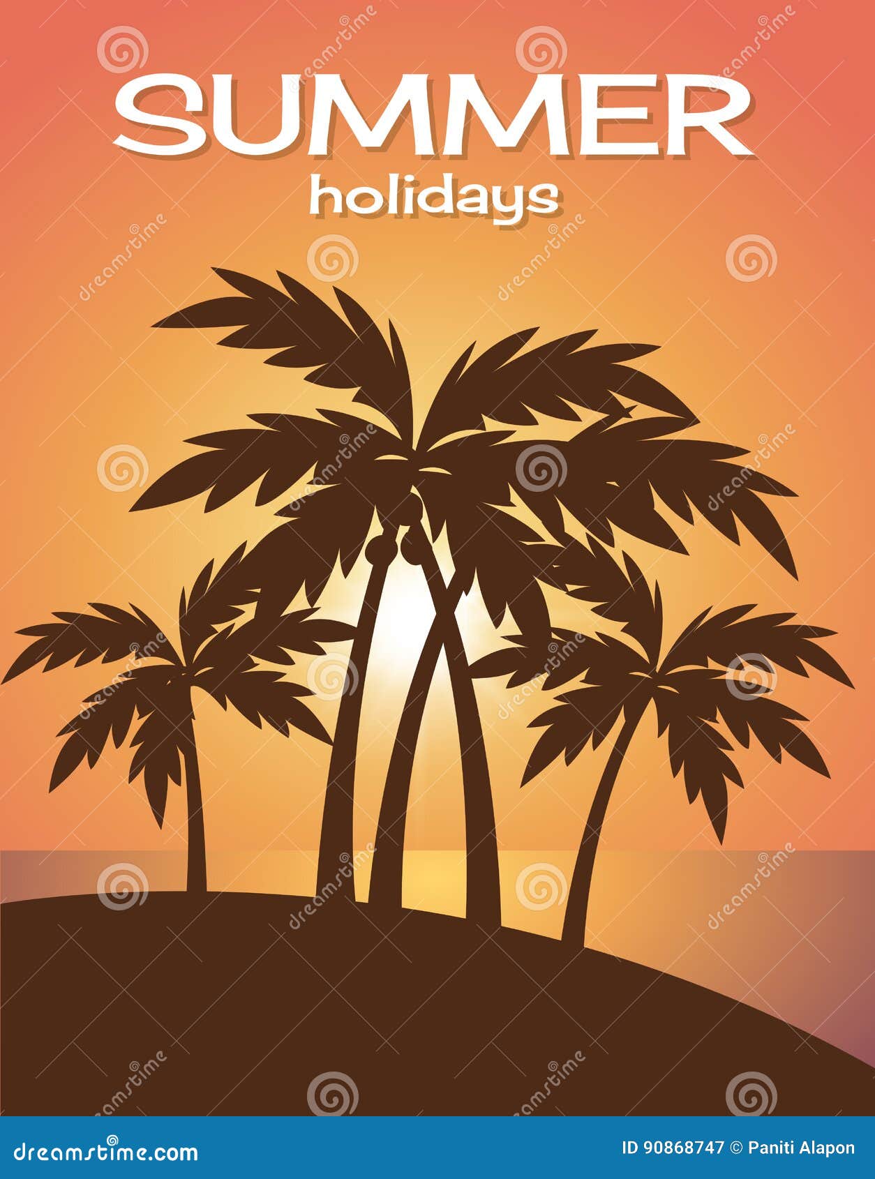 Beach Summer with Trees Landscape Sea Scenery Sunset Scenery Stock ...