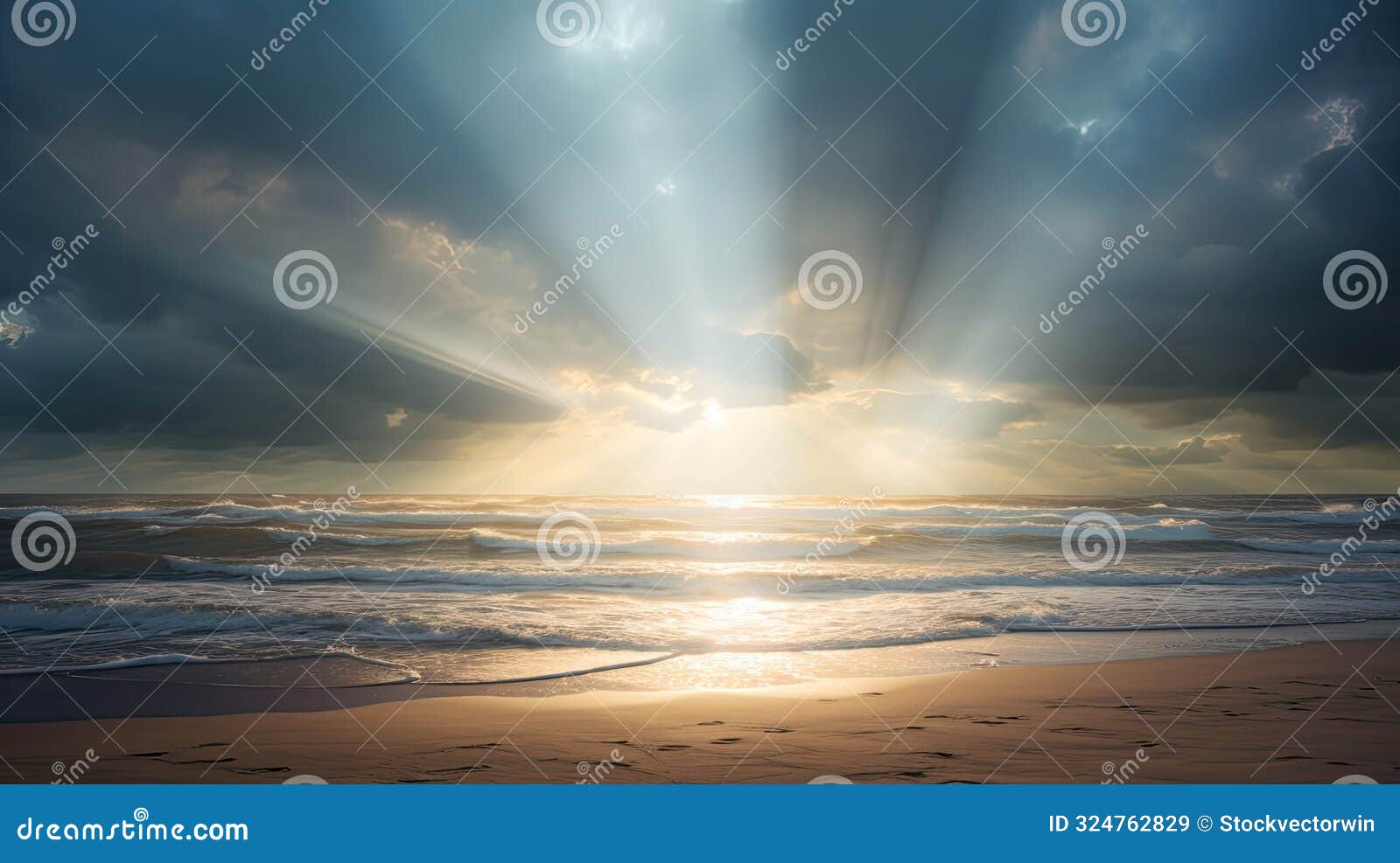 Beach sun rays ocean stock illustration. Illustration of thick - 324762829