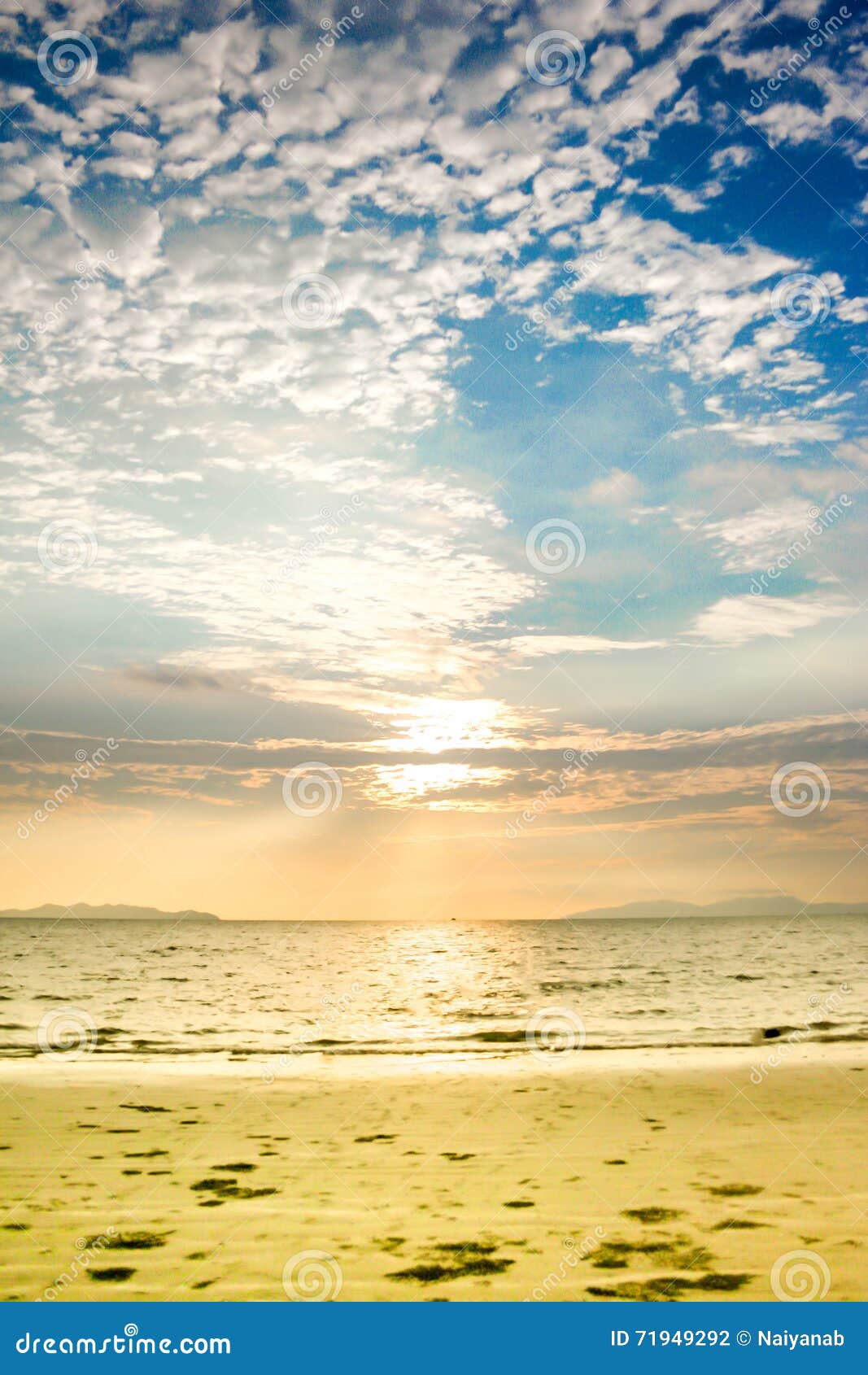 The beach with sun set sky stock photo. Image of golden - 71949292