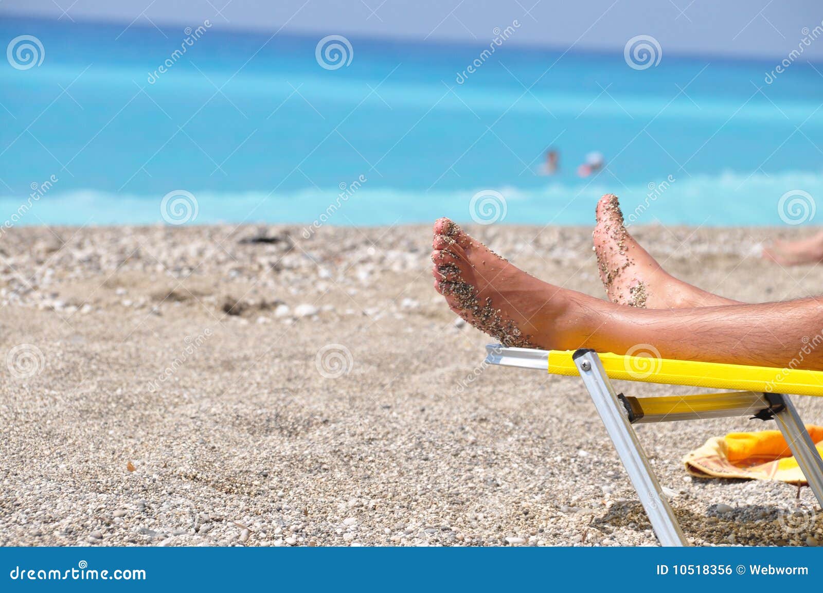 Beach sunbath stock photo. Image of nature, lefkada, sand - 10518356