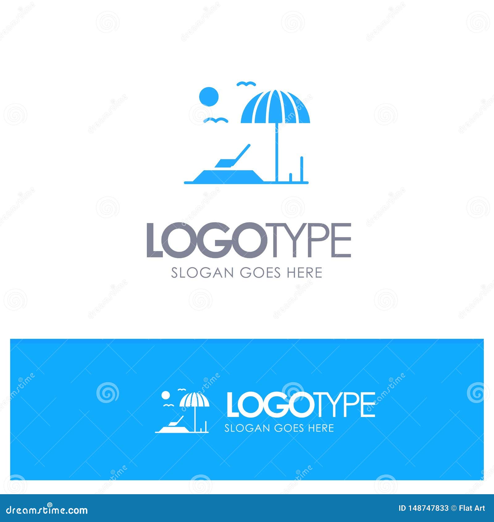 Beach, Sunbed, Vacation Blue Logo Vector Stock Vector - Illustration of ...