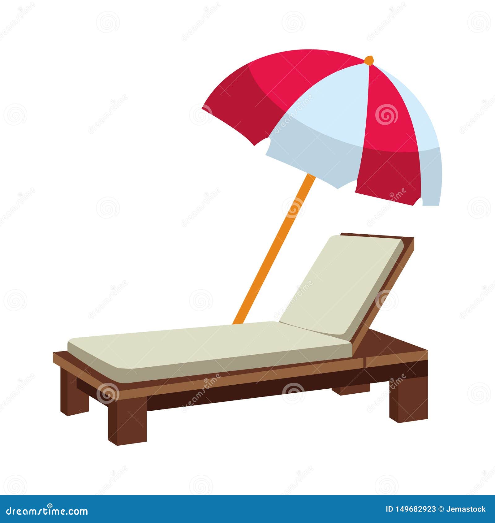 Beach Sunchair and Umbrella Cartoon Stock Vector - Illustration of icon ...