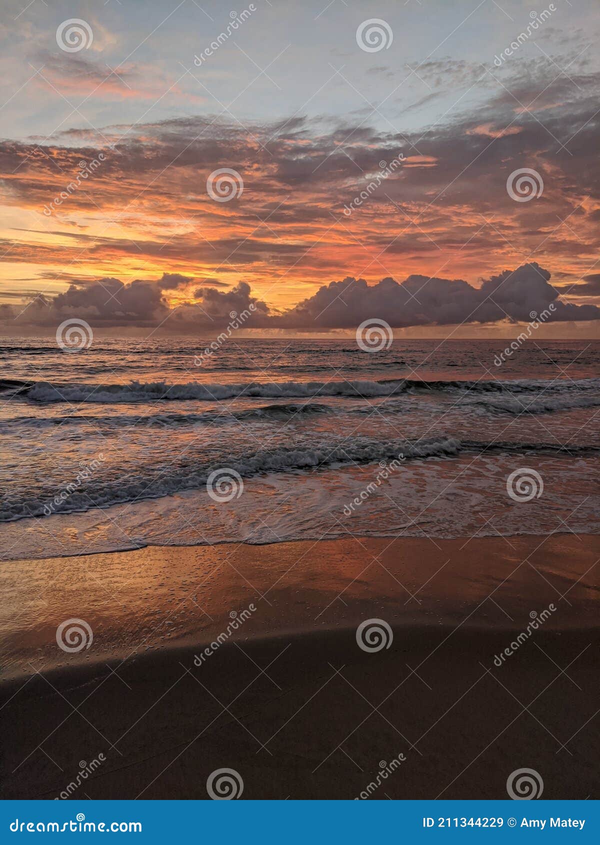 Beach sunrise in OBX NC stock image. Image of orange - 211344229