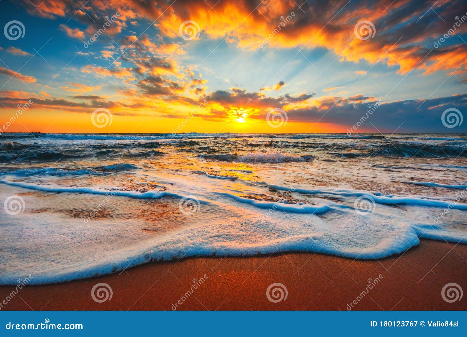 Beach Sunrise or Sunset Over the Tropical Sea and Sky with Clouds Stock ...