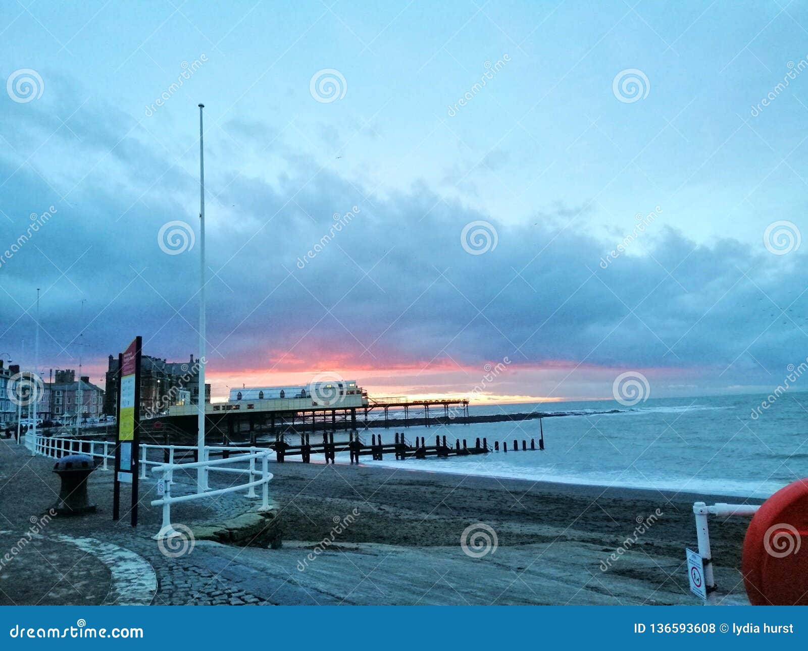 Beach Sunset in Aberystwyth Stock Photo - Image of late, afternoon ...