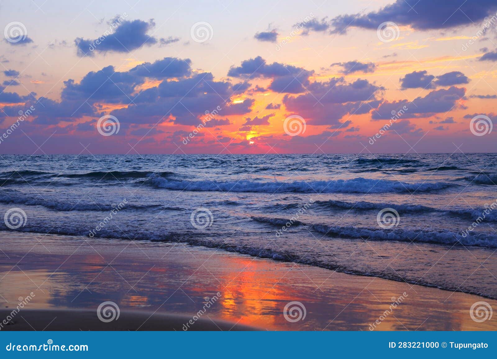 Beach Sunset in Haifa, Israel Stock Photo - Image of place, beautiful ...